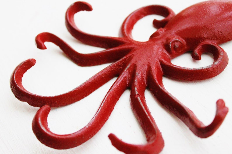 Distressed Red Octopus Key Hook-beach House Decor-coastal - Etsy