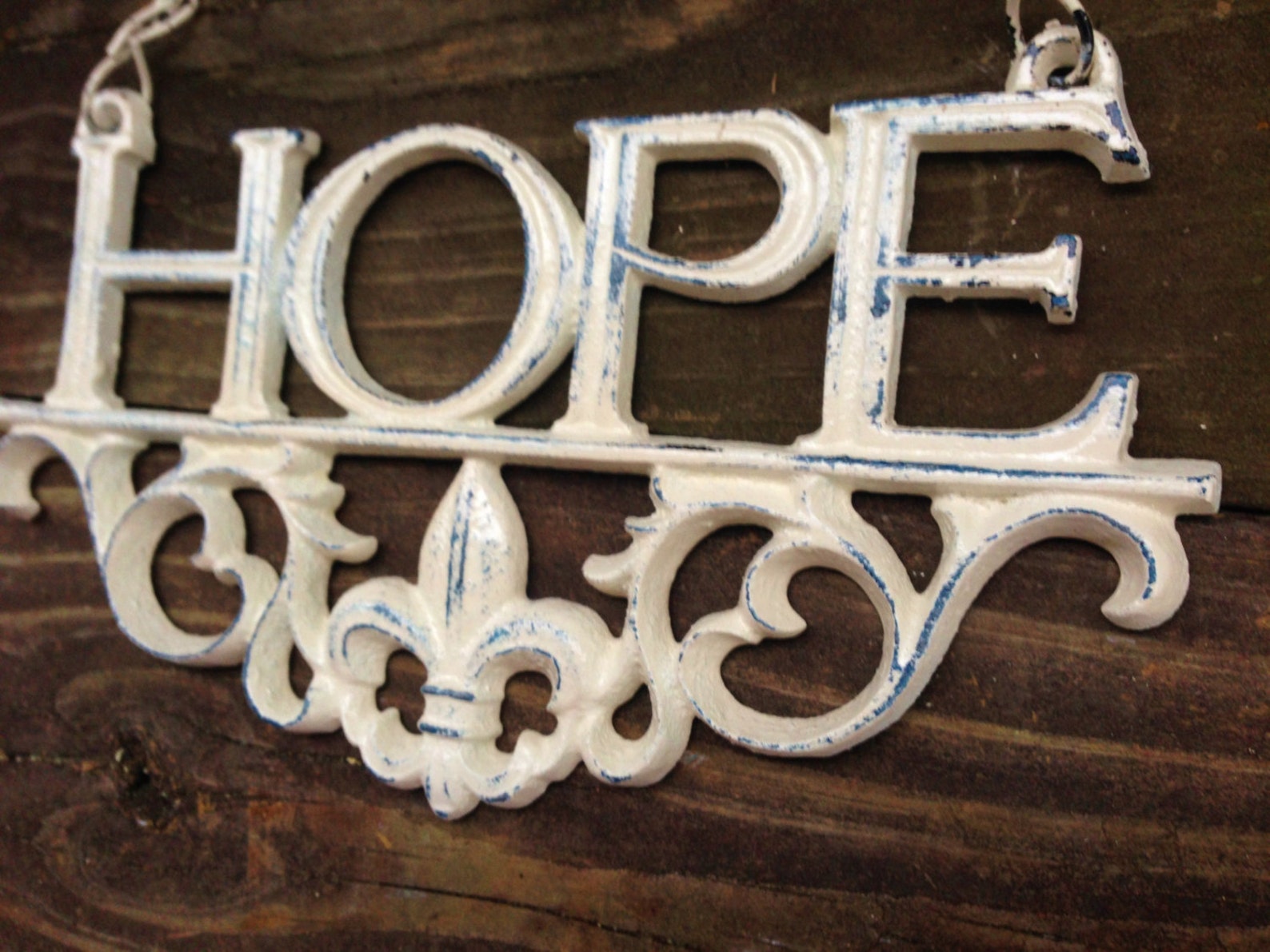Cast Iron HOPE SIGN Ornate Creamy Ivory-distressed Style-home - Etsy
