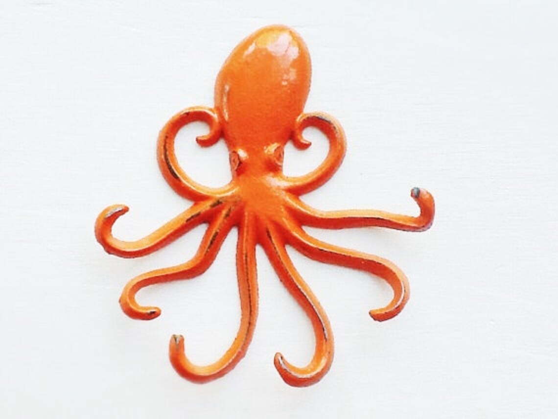 Bright Octopus Key Hook-orange beach House Decor-coastal - Etsy