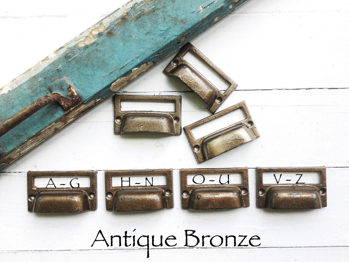 Library Drawer Pulls Label Holder Pull Handle in Rustic - Etsy