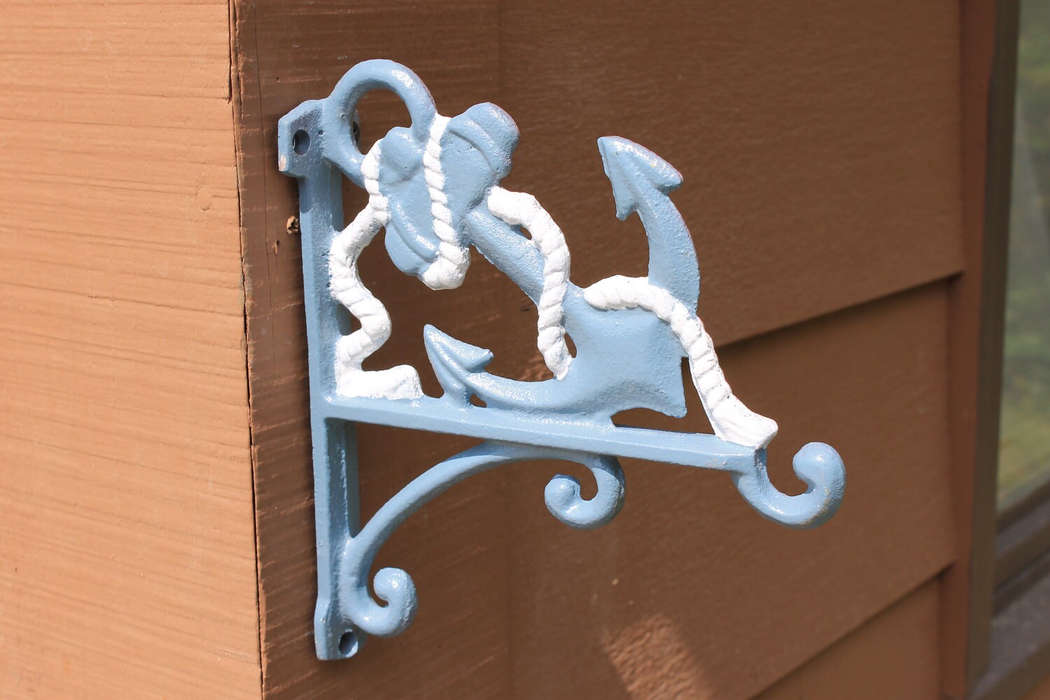 Nautical Anchor Plant Hanger Cast Iron-White and Slate Blue | Etsy