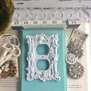 Distressed Metal Wall Decor-plate Cover-in White Shabby - Etsy