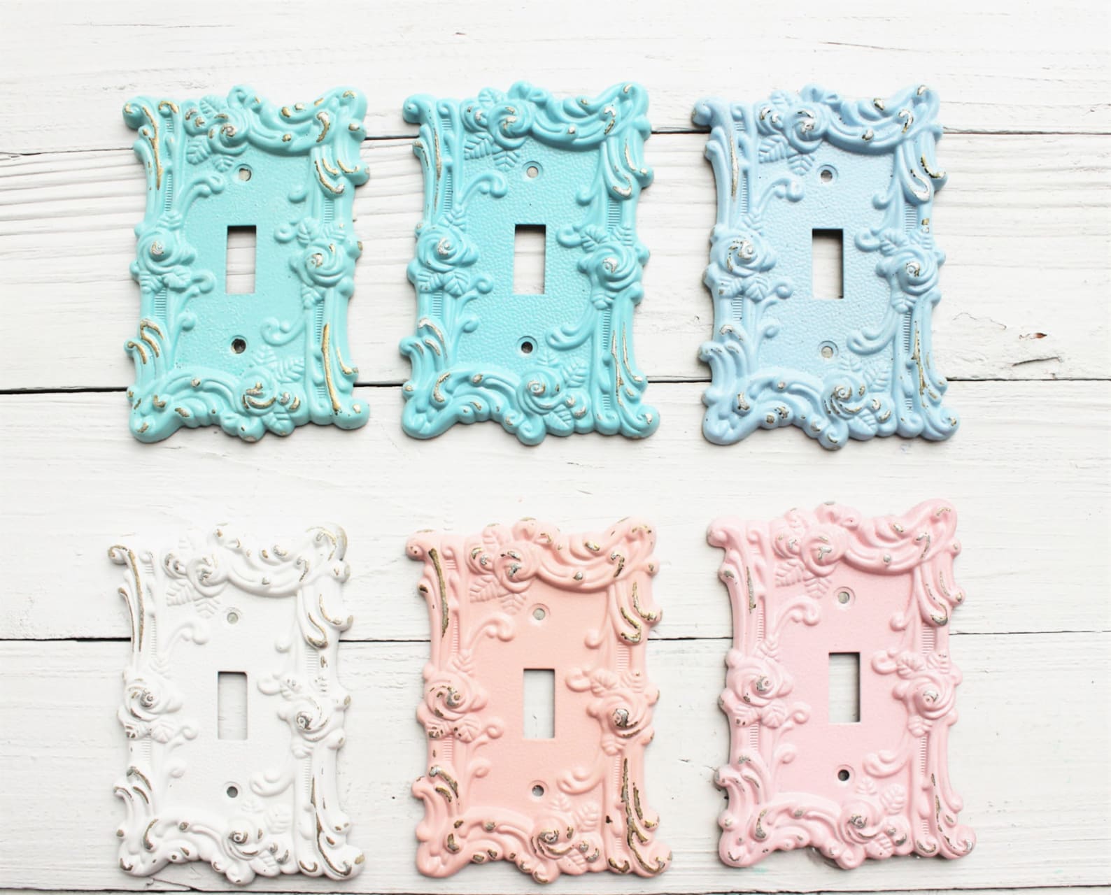 French Rose Wall Decor-light Switch Cover-shabby White-chic-single ...