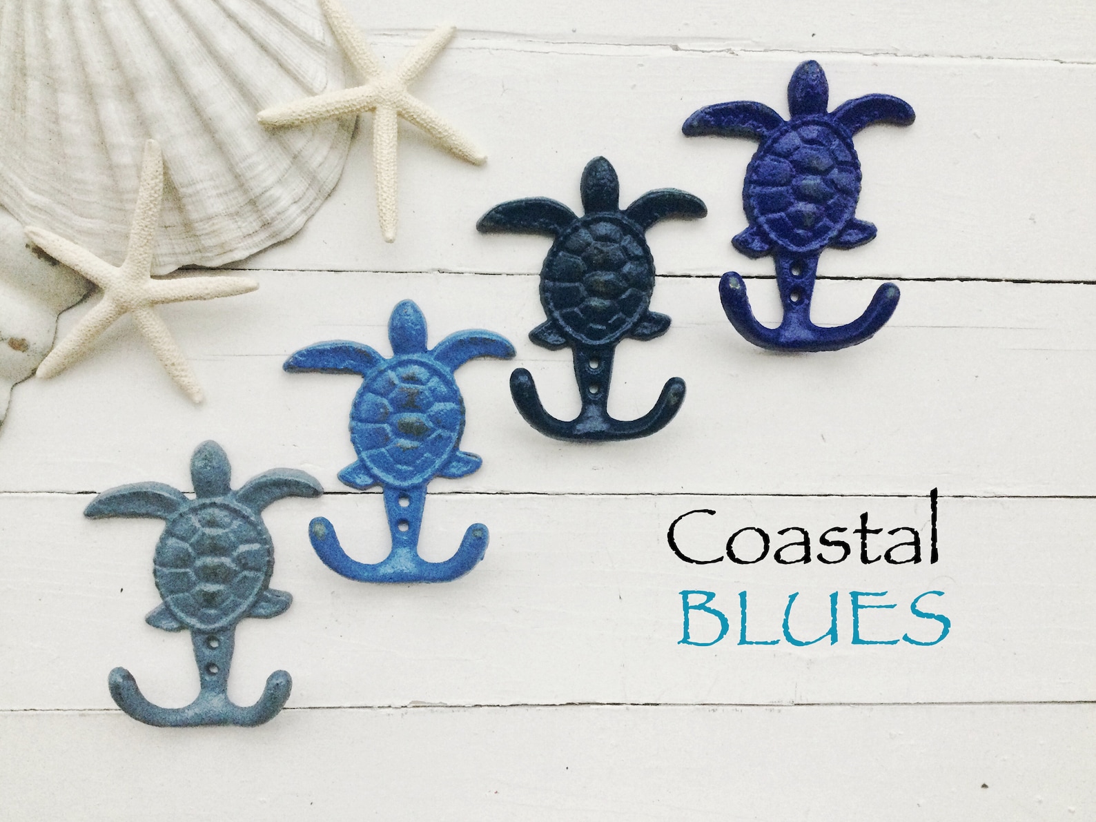 One Cast Iron Sea Turtle Hook , Coastal Beach Bathroom , Nautical ...