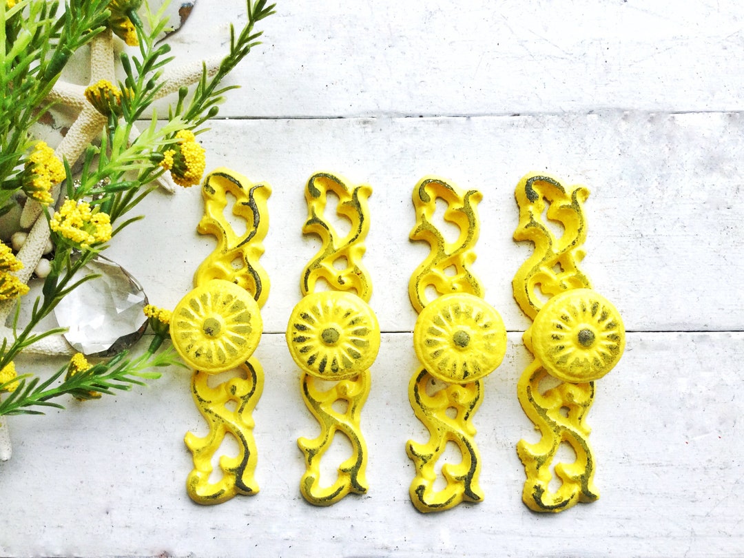 Drawer Pull Handles, Bright Yellow Decor, Kitchen Pull, Cabinet Knobs ...