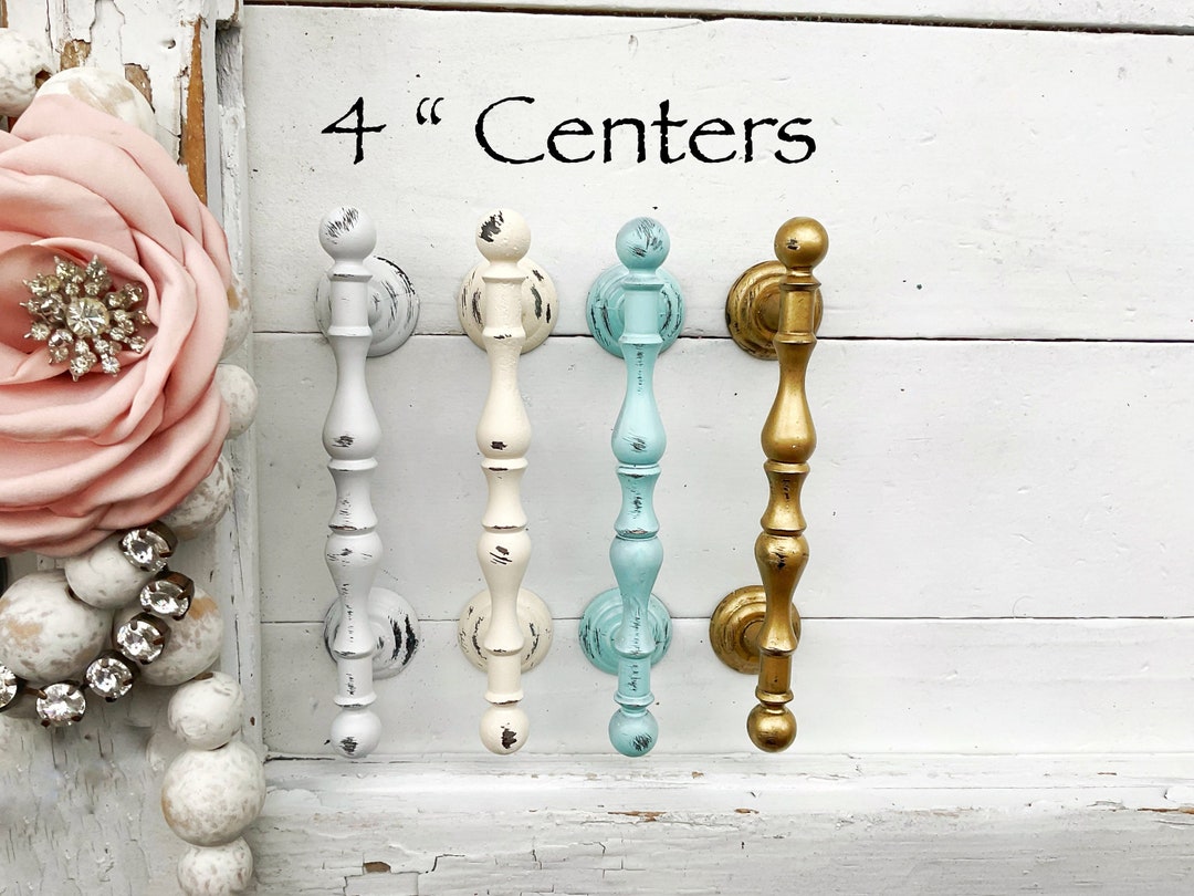 4 Inch to Center Drawer Pulls, Rustic 102 MM Shabby Chic Pulls Vintage Inspired Vanity French ...