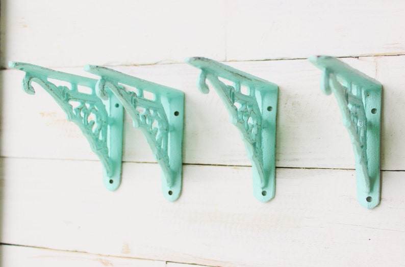 Small Iron Bracketsin Aquamarineshabby Living Room | Etsy