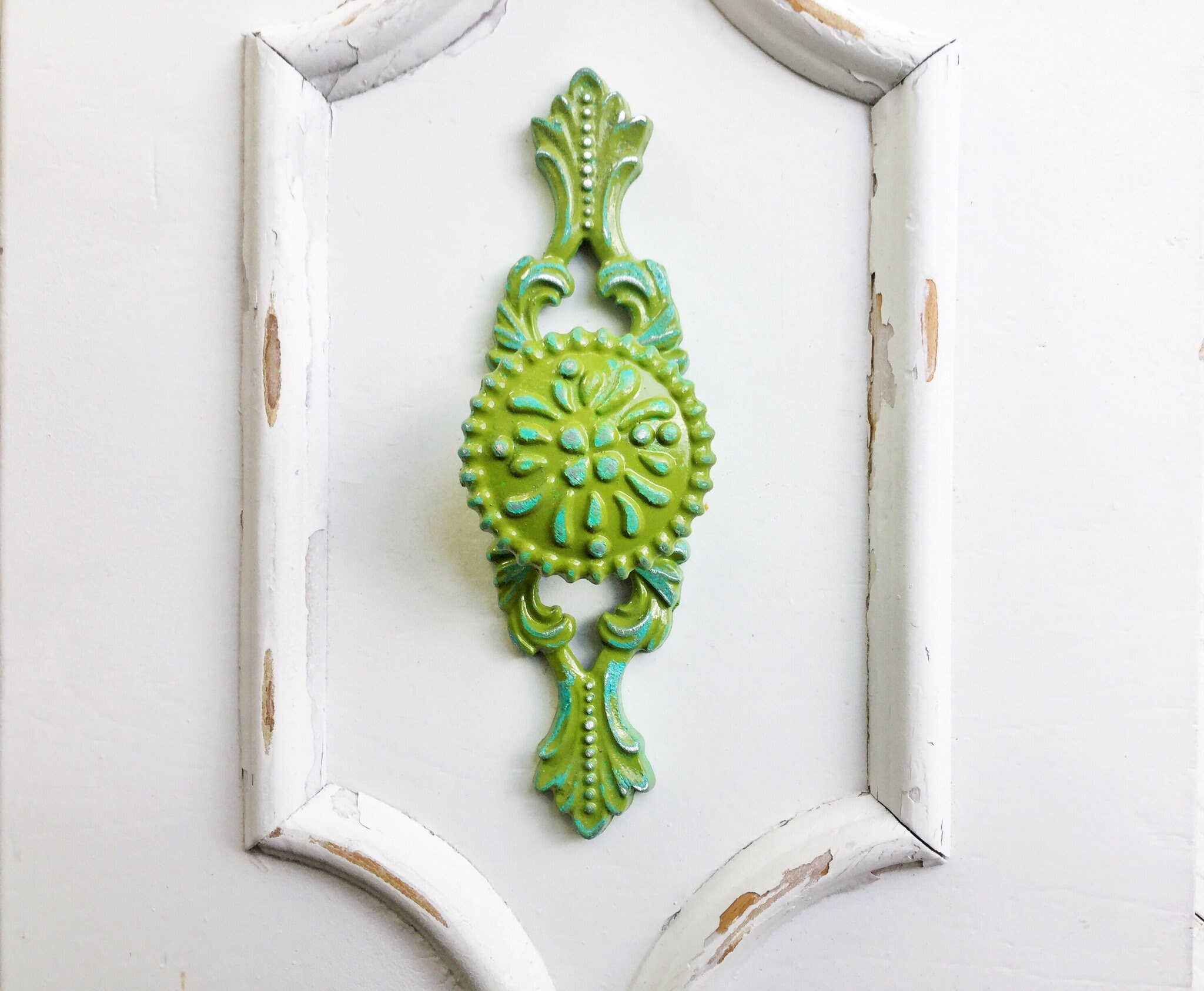 Distressed Turquoise Aqua Green Cabinet Pulls , Shabby Chic Drawer ...