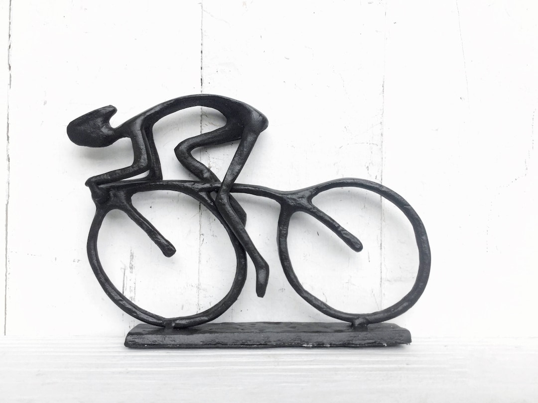Champion Cyclist Cast Metal Bike Racer Statue-in Rustic-bicyclist Decor ...