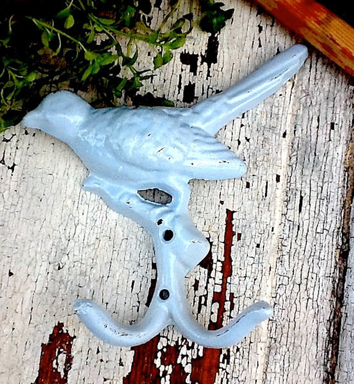 Bird Hook cast Iron Bird Wall Double Hook in English Sky - Etsy