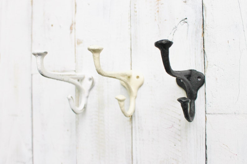 Shabby Chic Wall Hook-metal Hook- Small Petite Cast Iron-set of 3 ...