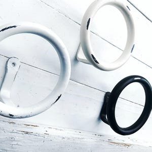 4" Inch Round Circle Ring Black Metal Heavy Wall Hook Hanger Modern ...