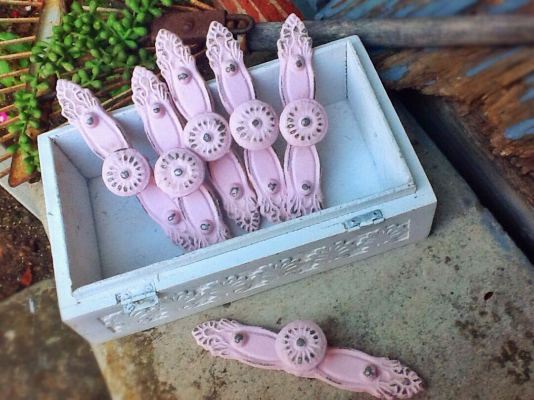 Blushing Pink Cabinet Hardware Knobs Pulls-distressed-pale Pink-metal ...
