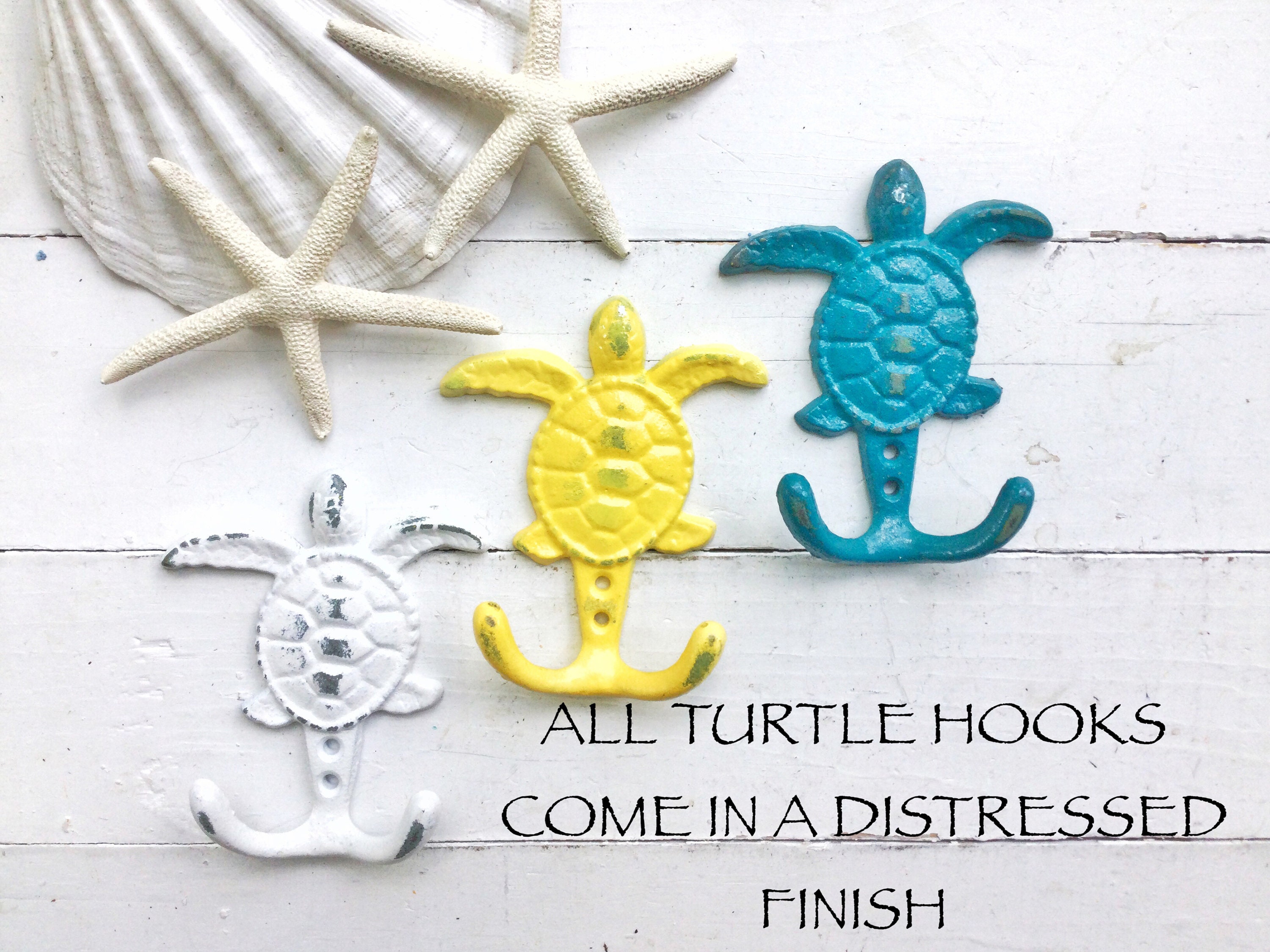 One Cast Iron Sea Turtle Hook , Coastal Beach Bathroom , Nautical ...