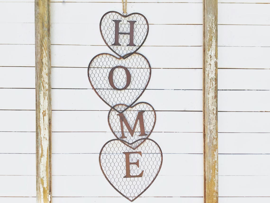 Home Sign Home Sign With Heart Chickenwire Home Sign | Etsy