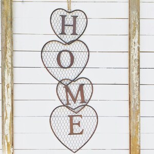Home Sign, Home Sign With Heart , Chickenwire Home Sign, Rustic Modern ...