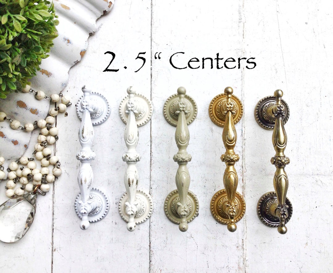 Knobs Pulls Vintage Drawer Pulls 2.5 Centers Shabby Chic French Style ...