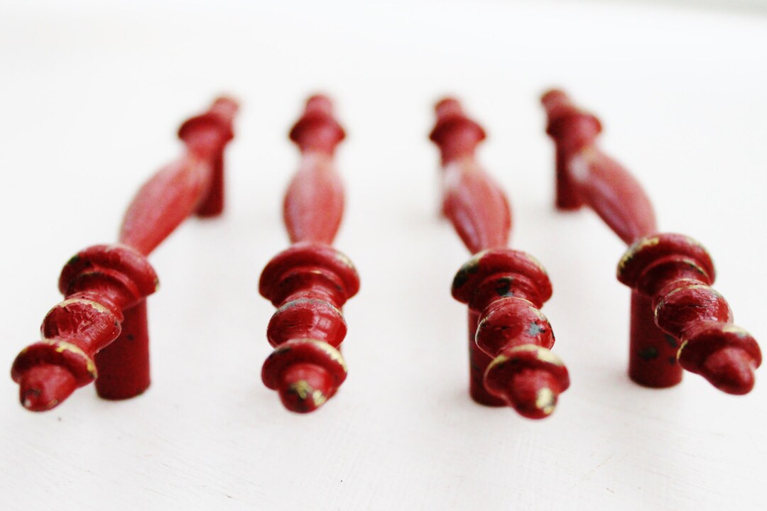 Country Red Large Shabby Chic Cabinet Door Pulls-distressed-cabinet ...