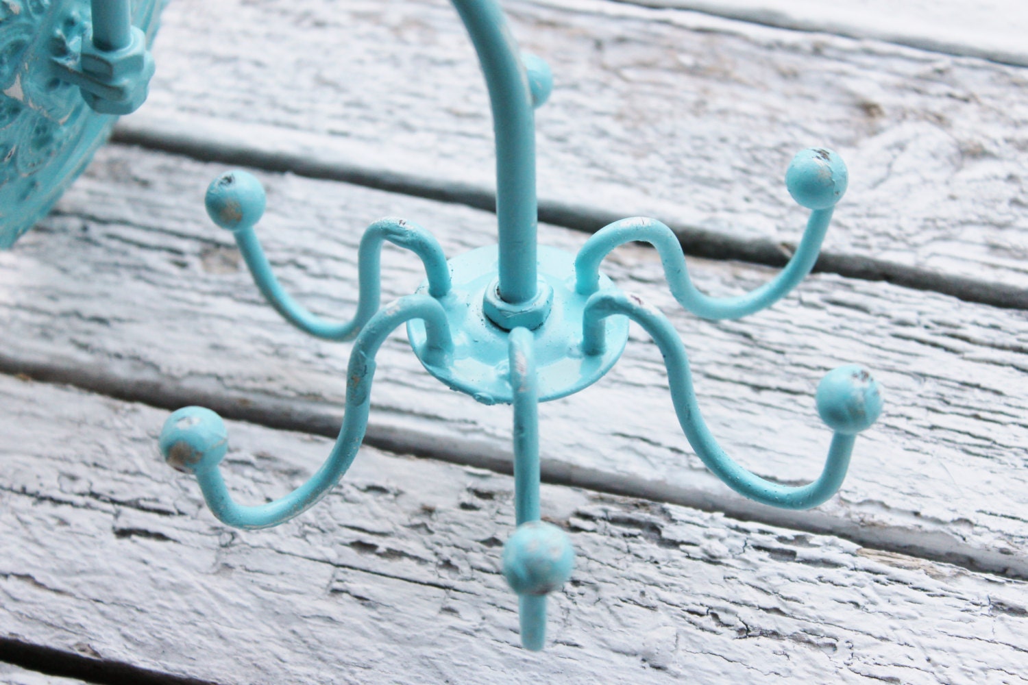 Aqua Metal Jewelry Hanger Necklace Chain Holder, French Style, Swivel ...