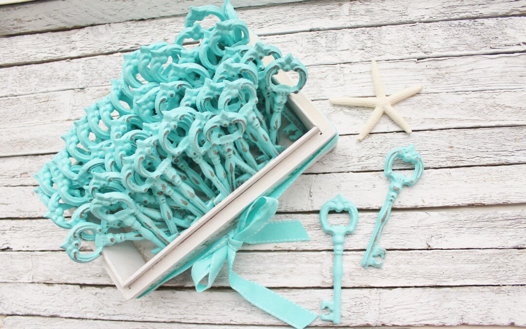 Light Turquoise Blue Skeleton Key-bottle Opener-wedding Favor-party ...