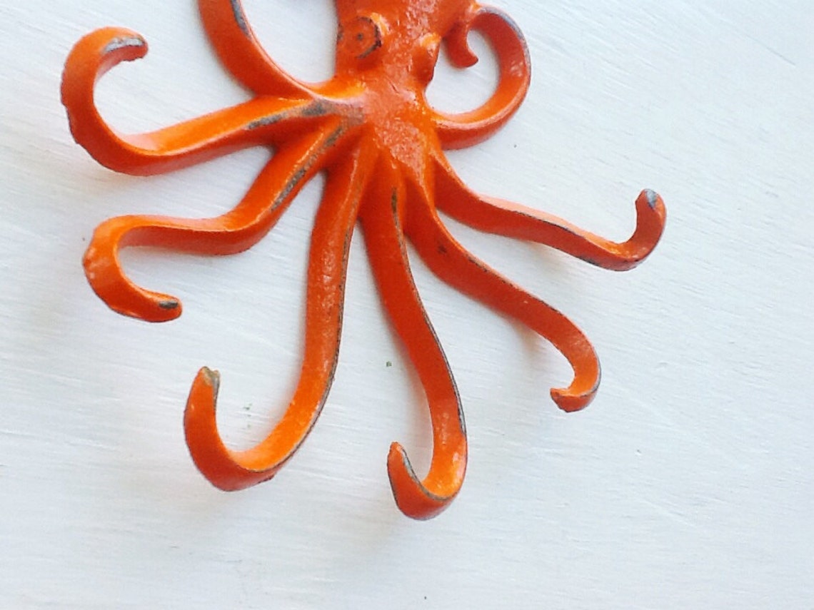 Bright Octopus Key Hook-orange beach House Decor-coastal - Etsy