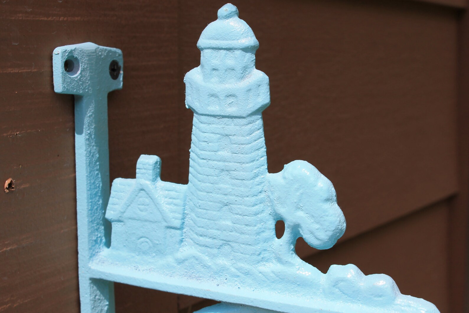 Rustic Lighthouse Plant Hanger Cast Iron Light Blue in Aqua Decor ...