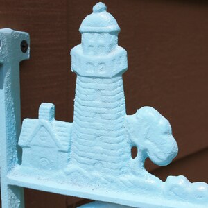 Rustic Lighthouse Plant Hanger - Cast Iron - Light Blue -in Aqua Decor ...