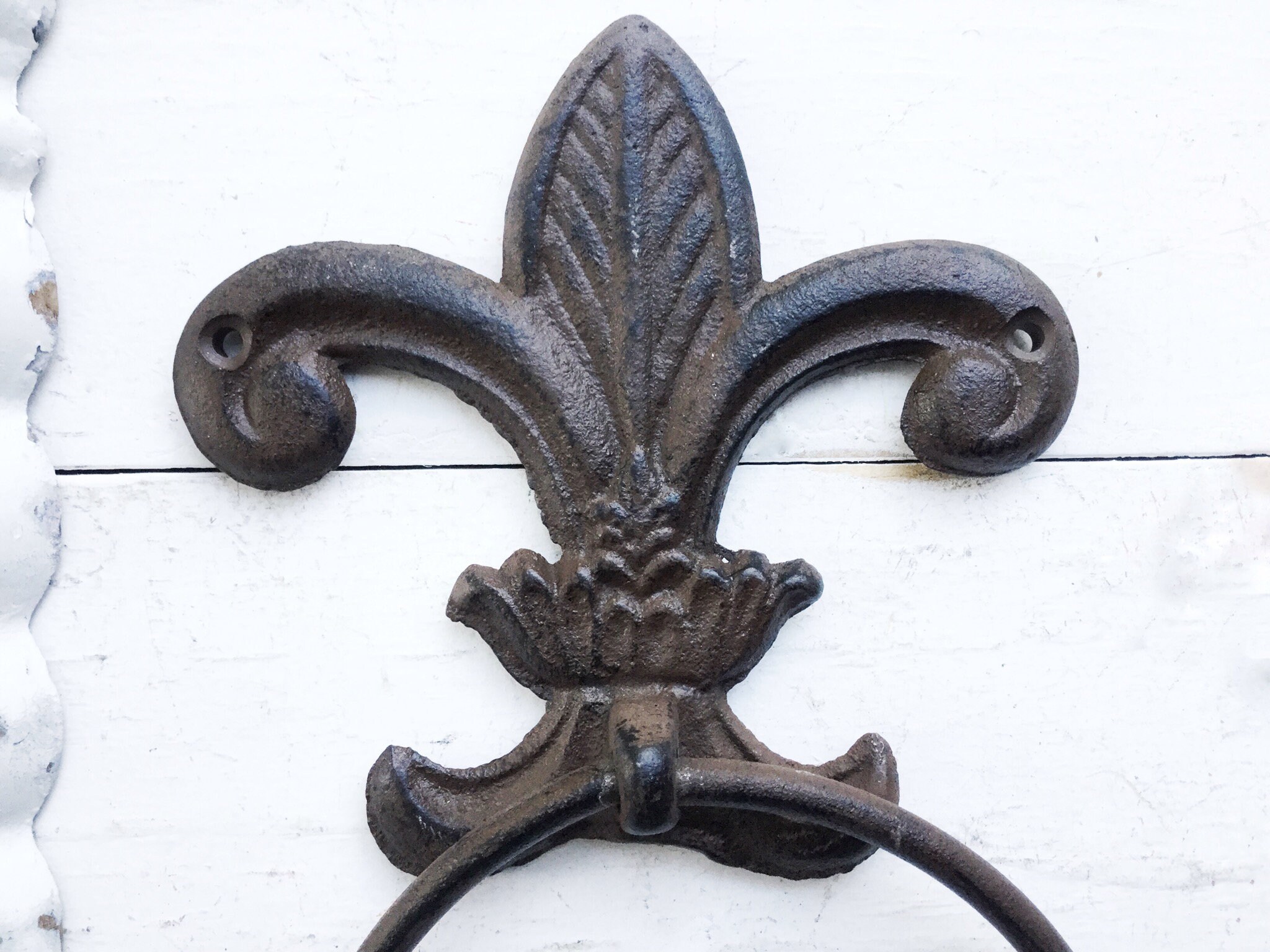 Old World Cast Iron Towel Holder Shabby Chic Rustic | Etsy