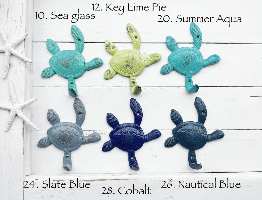 Sea Turtle Hook 55 COLORS Beach Wall Decor Nautical Towel Coat Hook ...