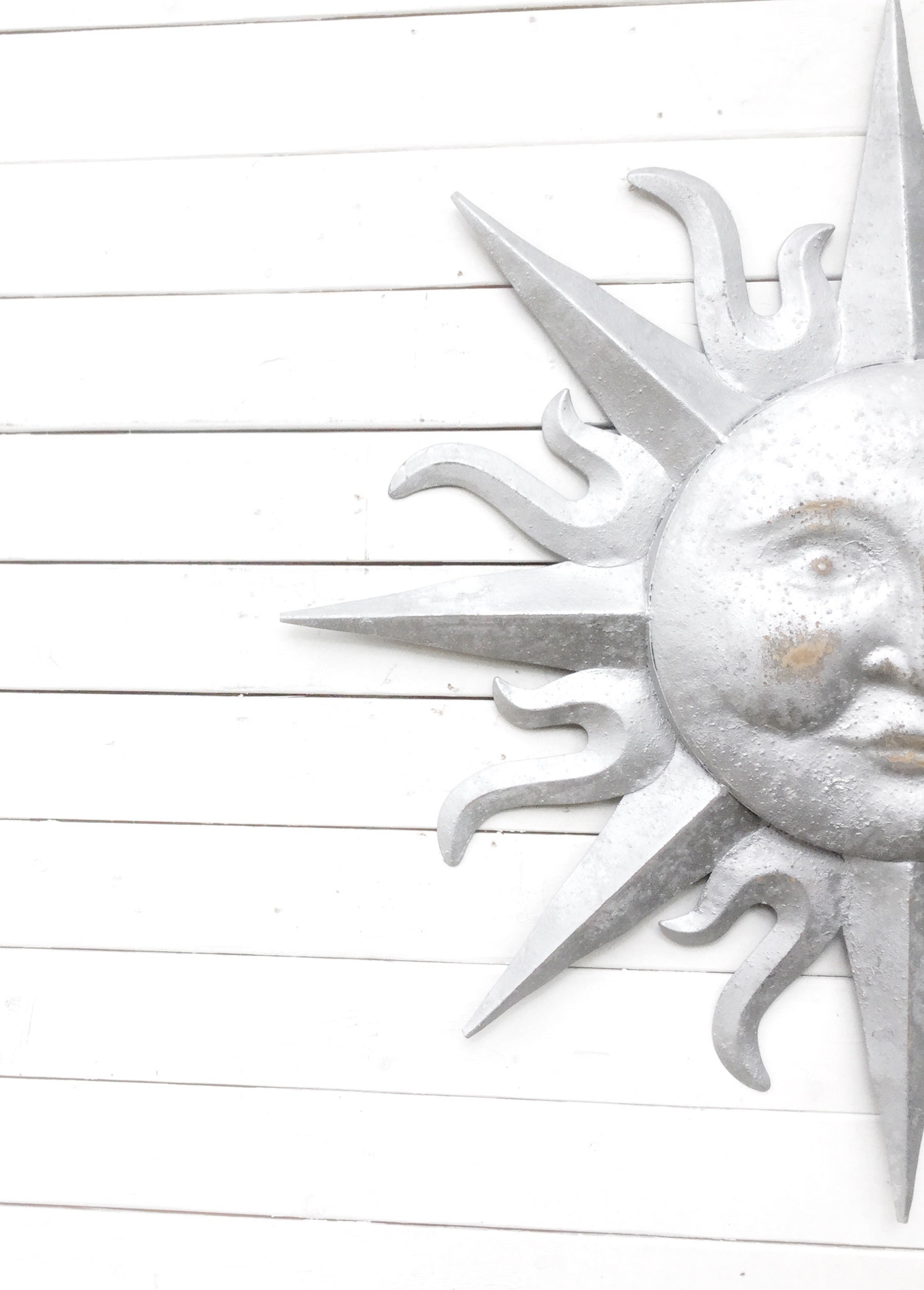 Metal Wall Art Metal Sun Wall Art Metallic Silver Outdoor | Etsy