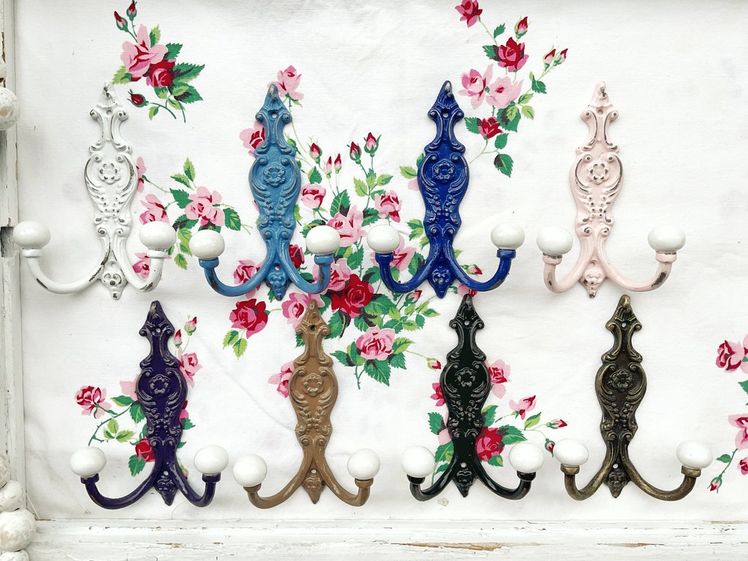Shabby Chic Iron Wall Hook in Blushing Pink Coat Key Hook Pale Pink ...