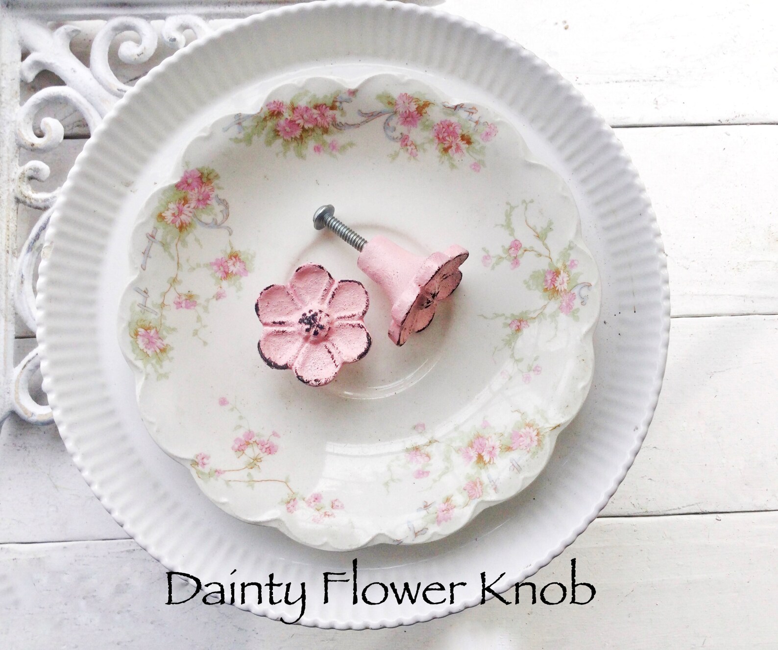 Blushing Pink Flower Knobs Shabby Chic Dresser Drawer Pulls - Etsy