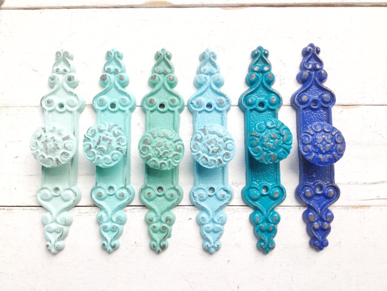 Rustic Patina Distressed Hardware Drawer Pulls Green Handles - Etsy