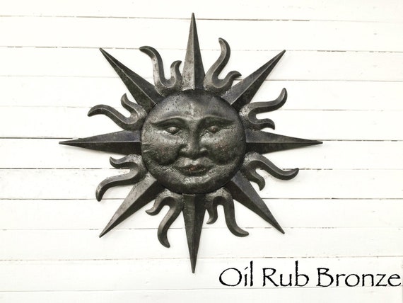 Metal Wall Art Metal Sun Wall Art Oil Rub Bronze Outdoor | Etsy