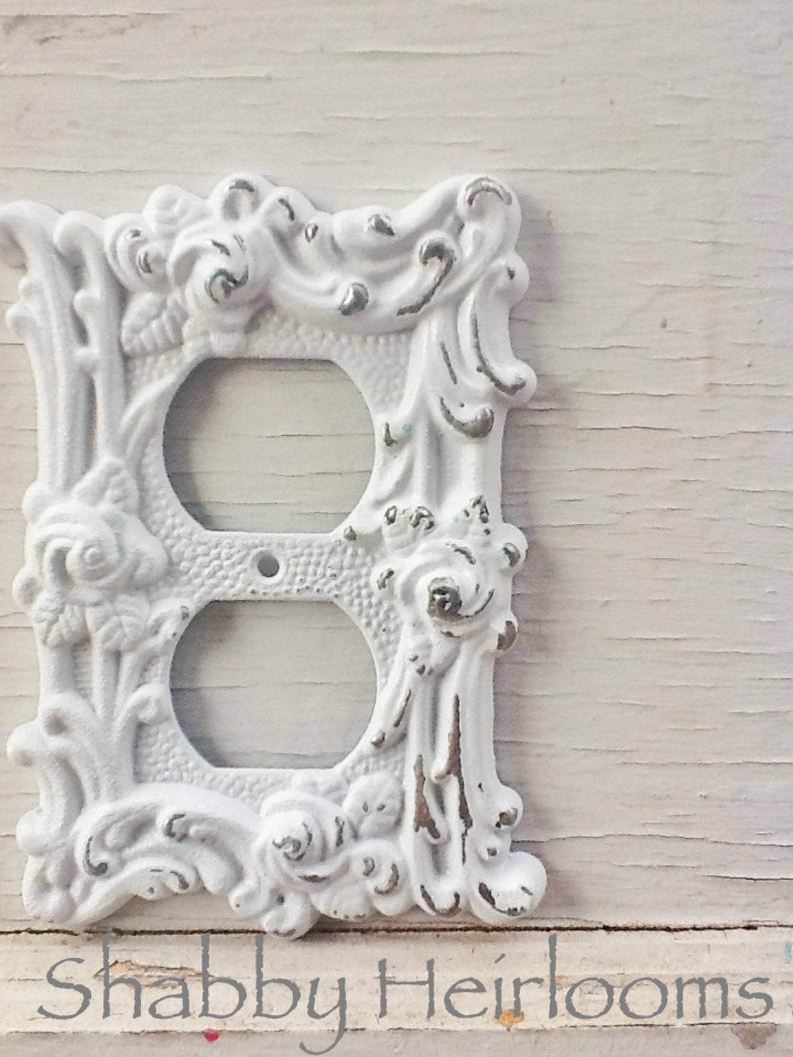 Distressed Metal Wall Decor-plate Cover-in White Shabby - Etsy