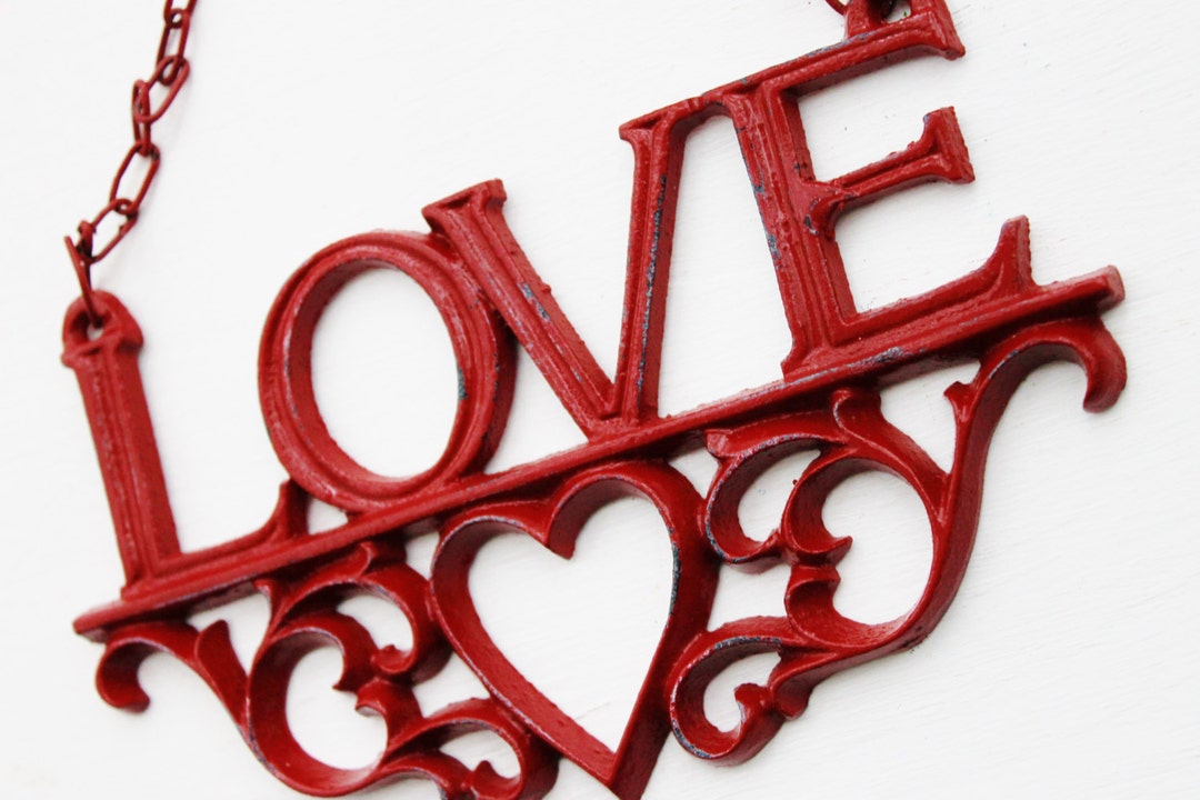 Love Sign-wall Hanging-shabby Chic Country Red-distressed Style Sign-i ...