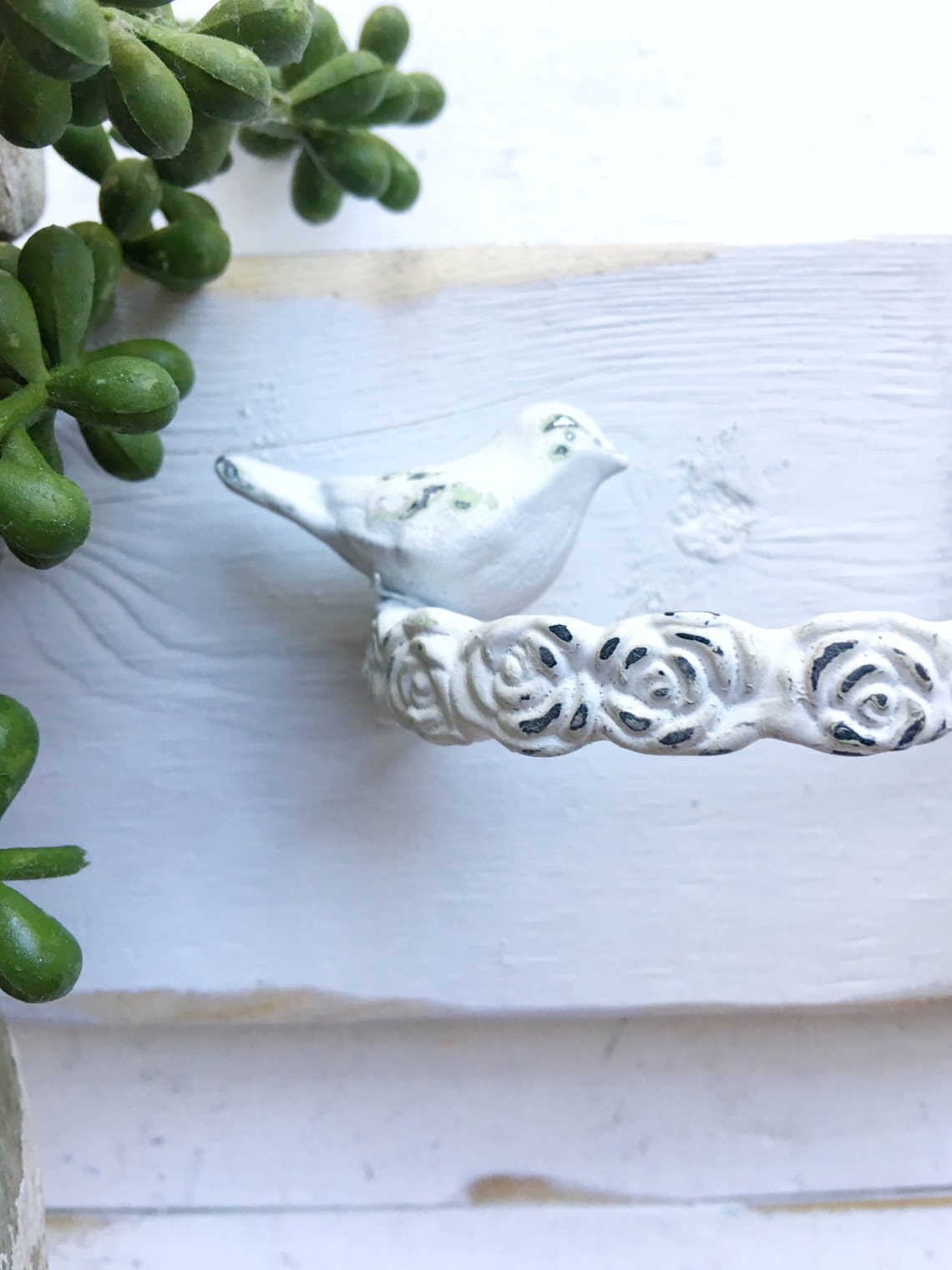 Shabby White Rose Handles , 3 3/8 Centers Copper Knobs, Drawer Knobs ...