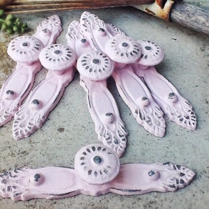 Blushing Pink Cabinet Hardware Knobs Pulls-distressed-pale Pink-metal ...