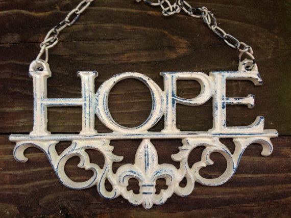 Cast Iron HOPE SIGN Ornate Creamy Ivory-distressed Style-home | Etsy
