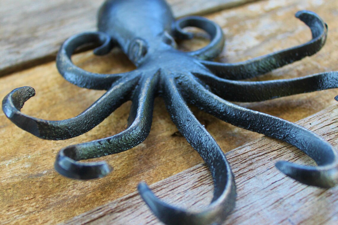 Distressed Victorian Black Octopus Key Hook-beach House - Etsy