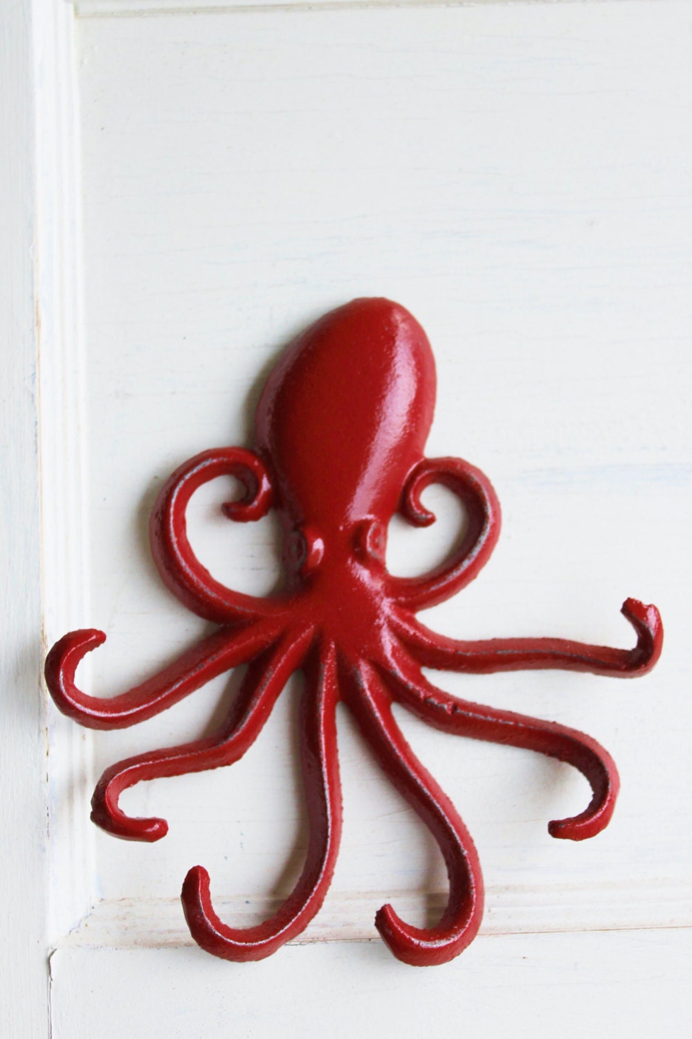 Distressed Red Octopus Key Hook-Beach House Decor-Coastal | Etsy