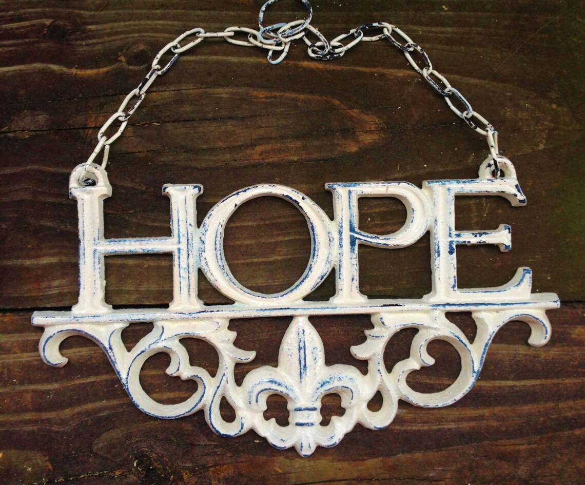 Cast Iron HOPE SIGN Ornate Creamy Ivory-distressed Style-home - Etsy
