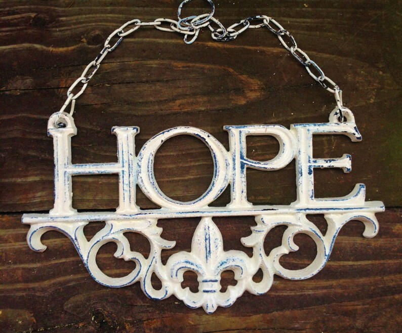 Cast Iron HOPE SIGN Ornate Creamy Ivory-distressed Style-home - Etsy