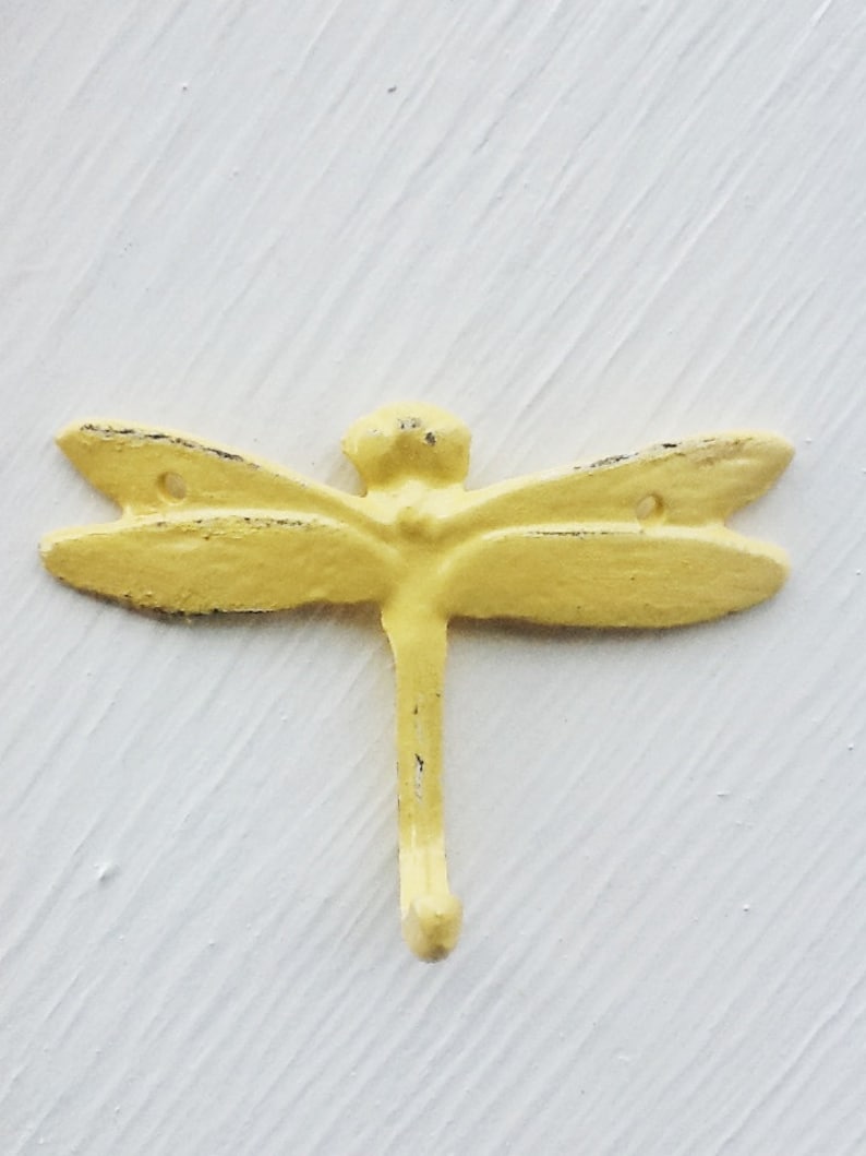 Buttercup Yellow Dragonfly Wall Hook-cast Iron-shabby Chic Hanger ...