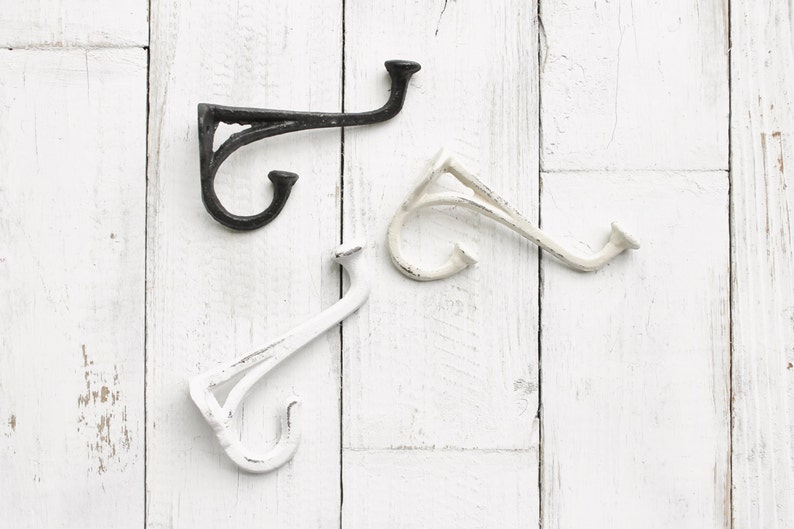 Shabby Chic Wall Hook-metal Hook- Small Petite Cast Iron-set of 3 ...