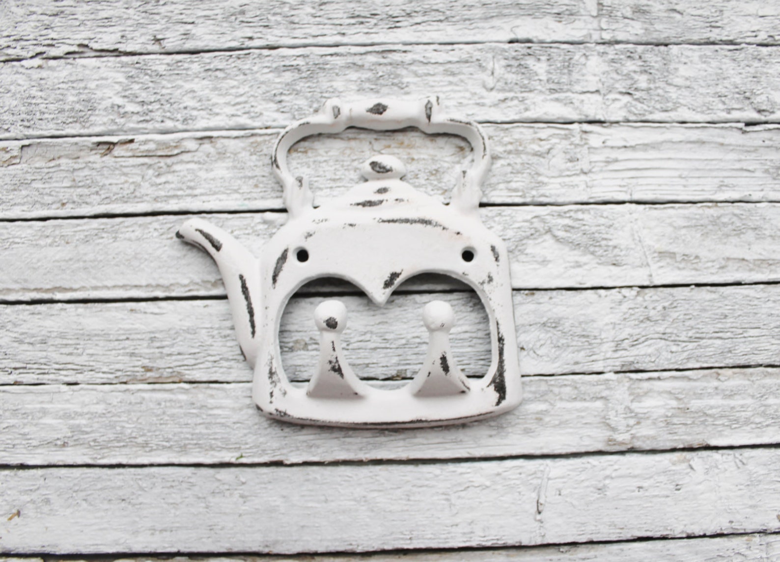 Metal Cast Iron Shabby White Tea Pot Hook Kettle Apron Towel - Etsy