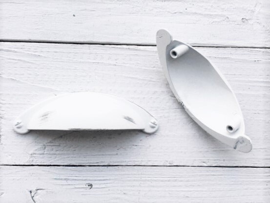 Traditional Cup Handles , 2.5 " Shabby Chic Cupboard Drawer Pulls,white ...