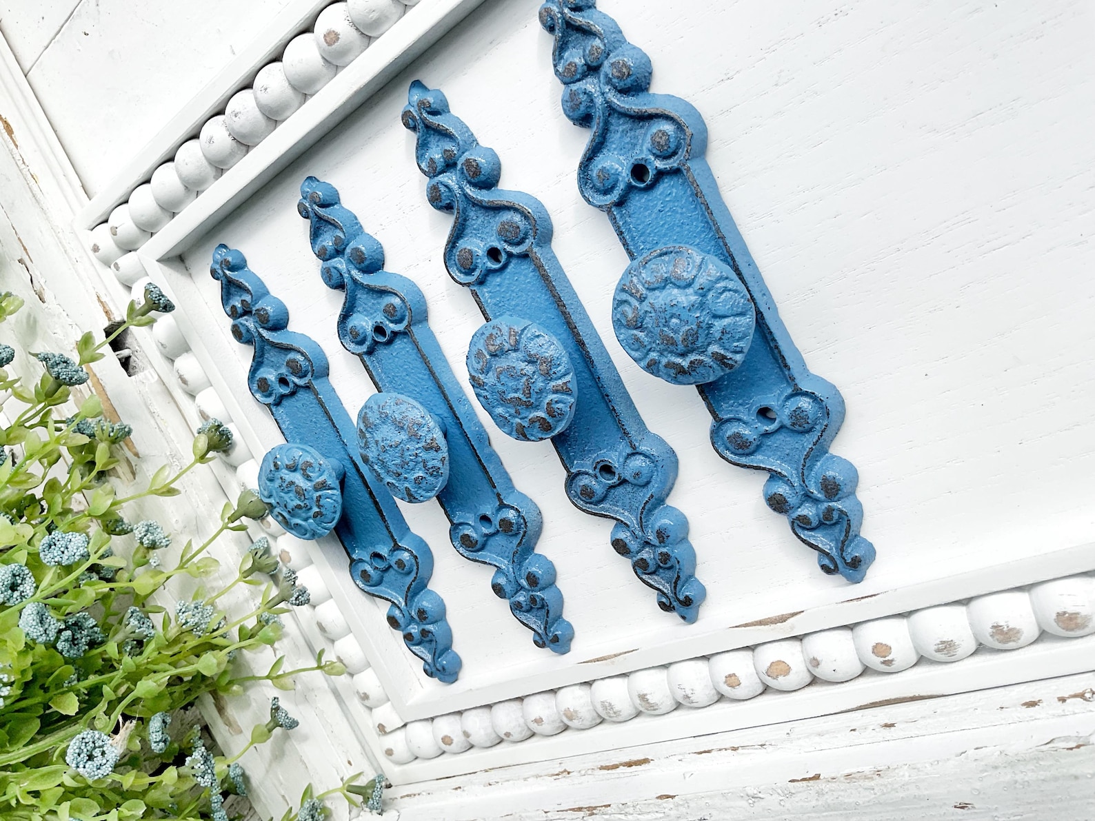WILDFLOWER French Blue Distressed Hardware Drawer Pulls Round Knobs ...