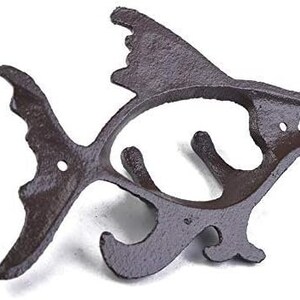 One Cast Iron Sea Fish Hook , Coastal Beach Bathroom , Nautical, Towel ...