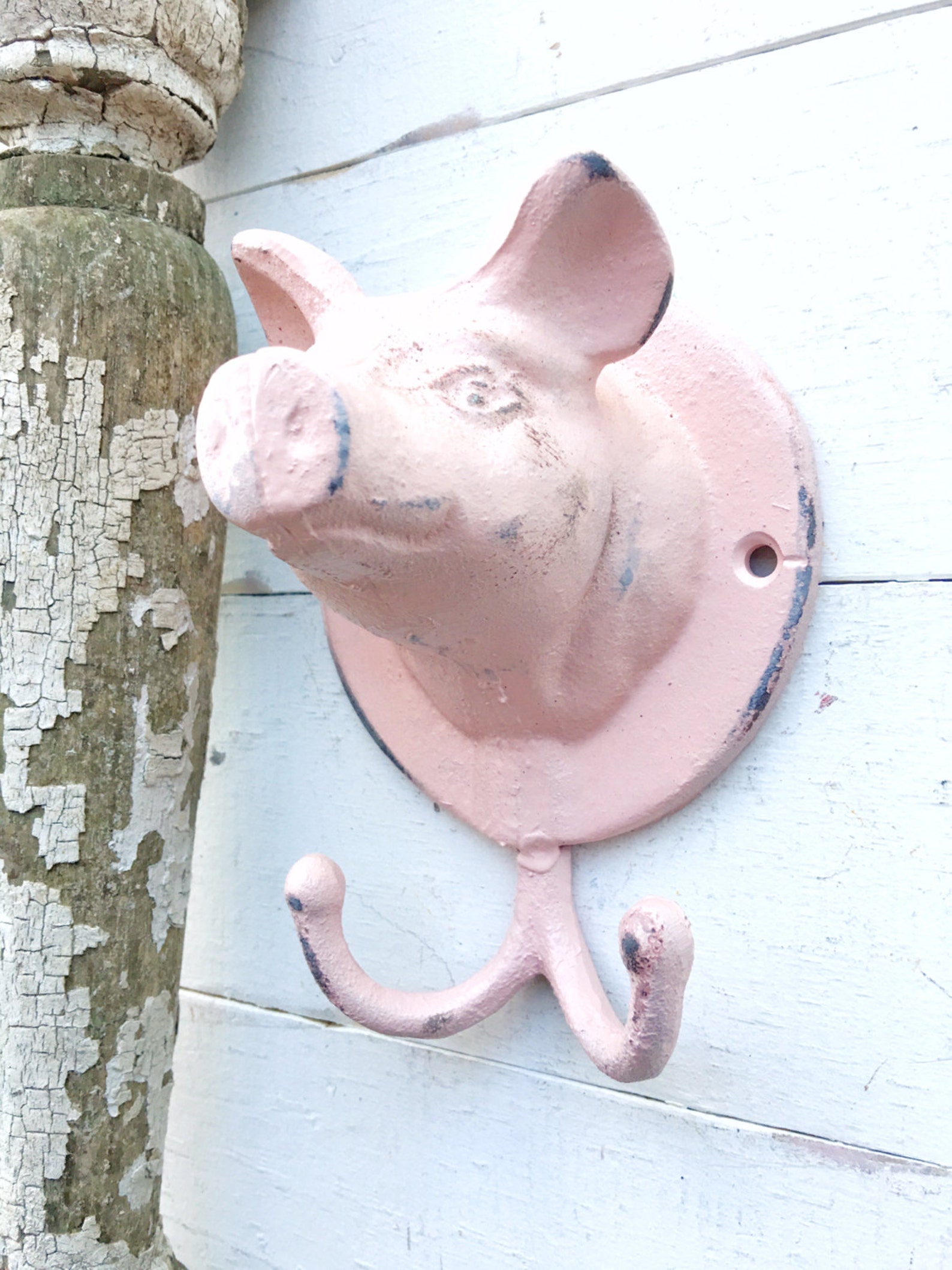 Cast Iron Flying Pig Cast Iron Decor Blushing Pink Garden | Etsy